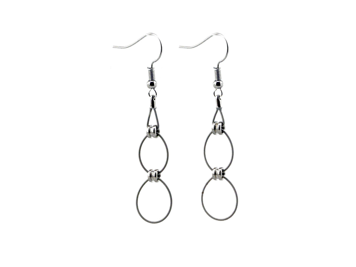 Double Hoop Guitar String Earrings - Retuned Guitar String Jewelry ...